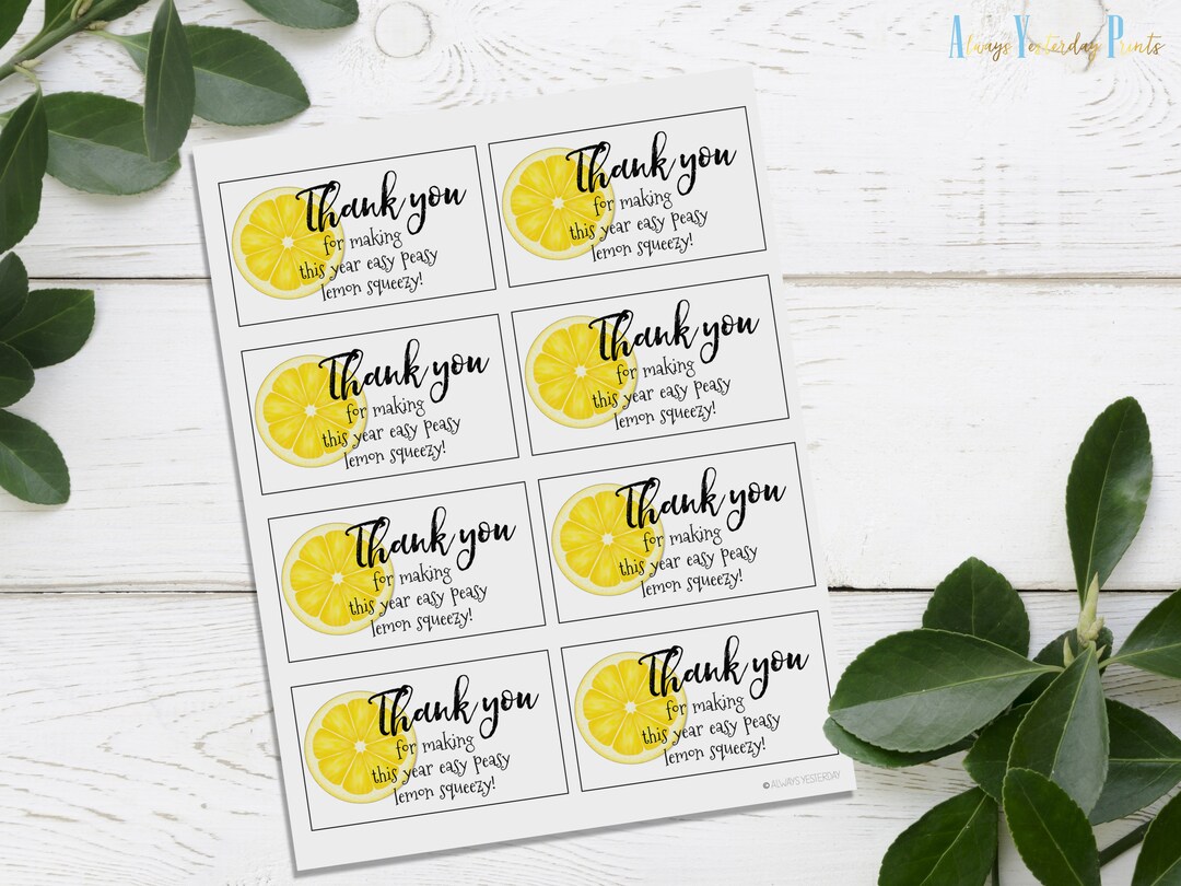 Lemon Thank You Teacher Gift Tags | Printable Appreciation Week ...