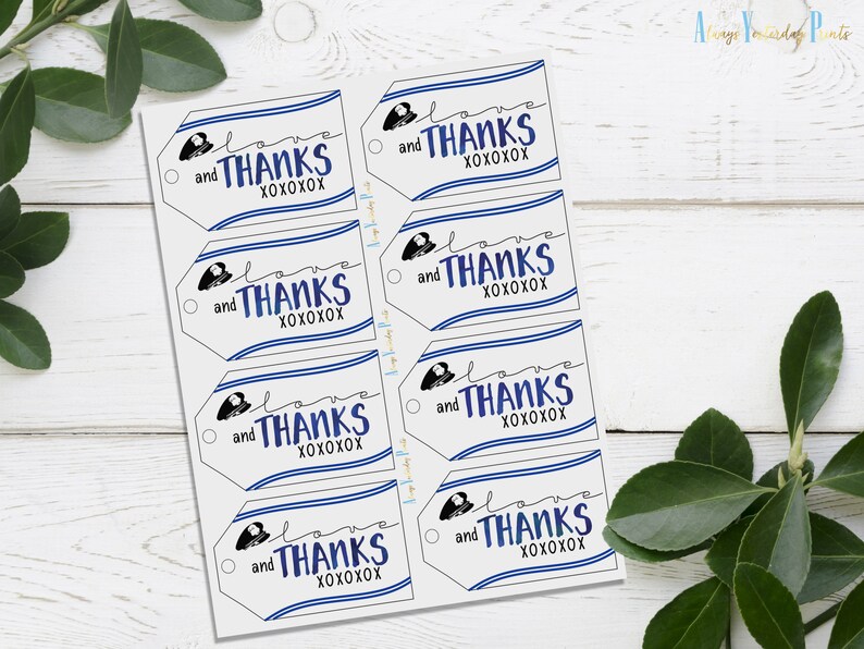 Police Gift Tags Love and Thanks Police Hat Printable Labels - Etsy