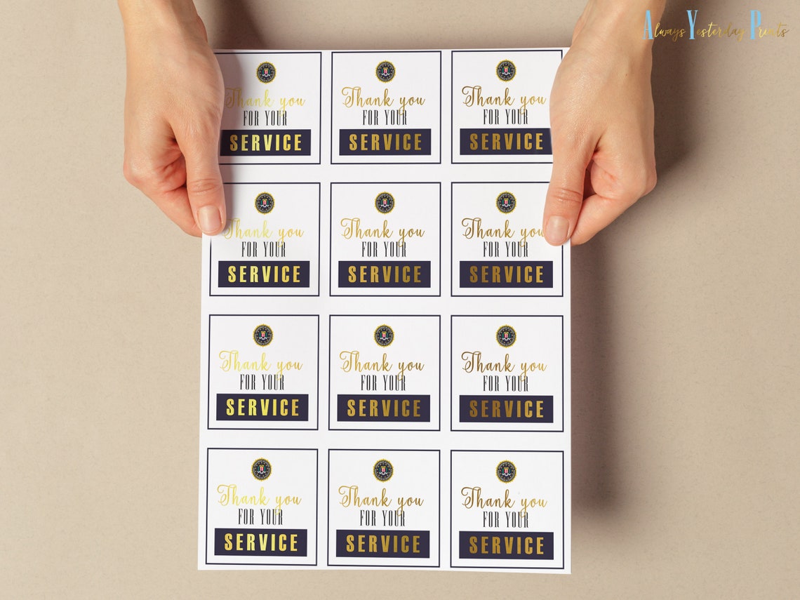 FBI Thank You for Your Service Gift Tags Feds Party Favor - Etsy