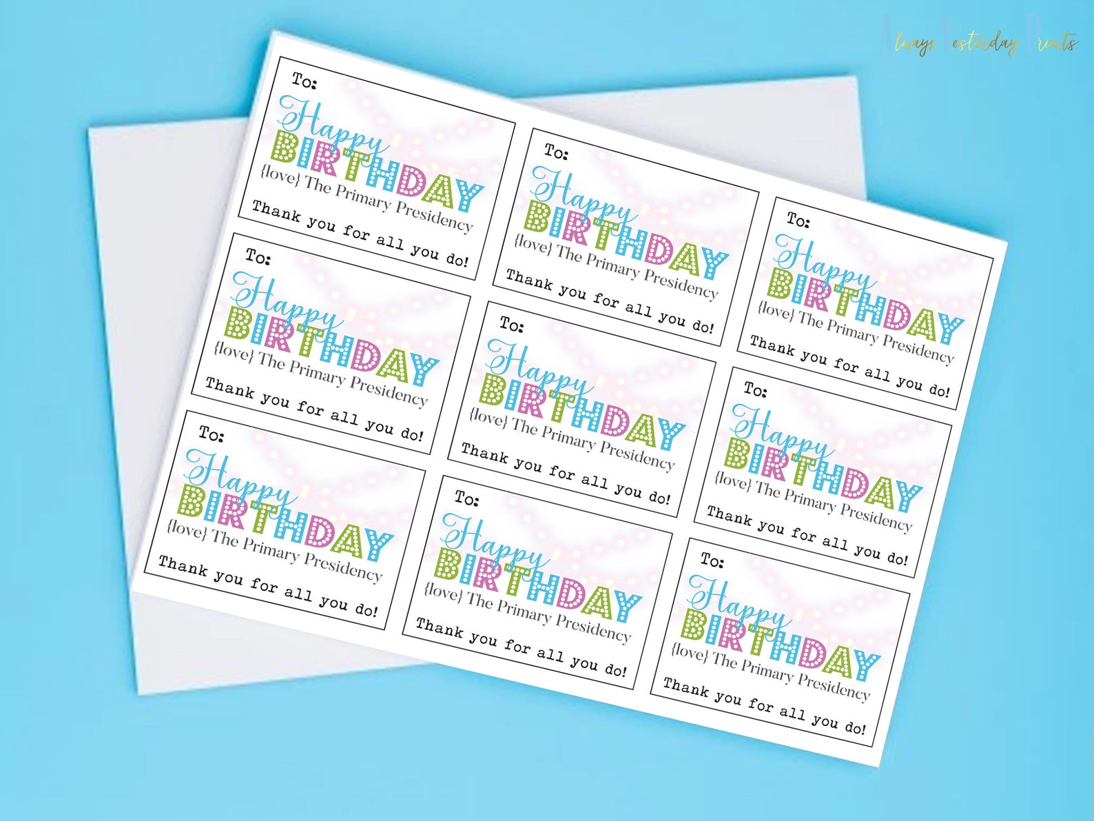 LDS Primary Happy Birthday Printable Gift Tag From the - Etsy