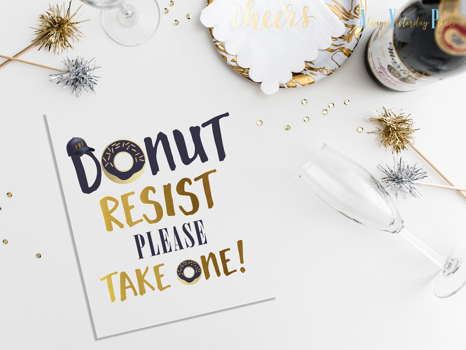FBI Party Sign Donut Resist Please Take One Donut Party - Etsy