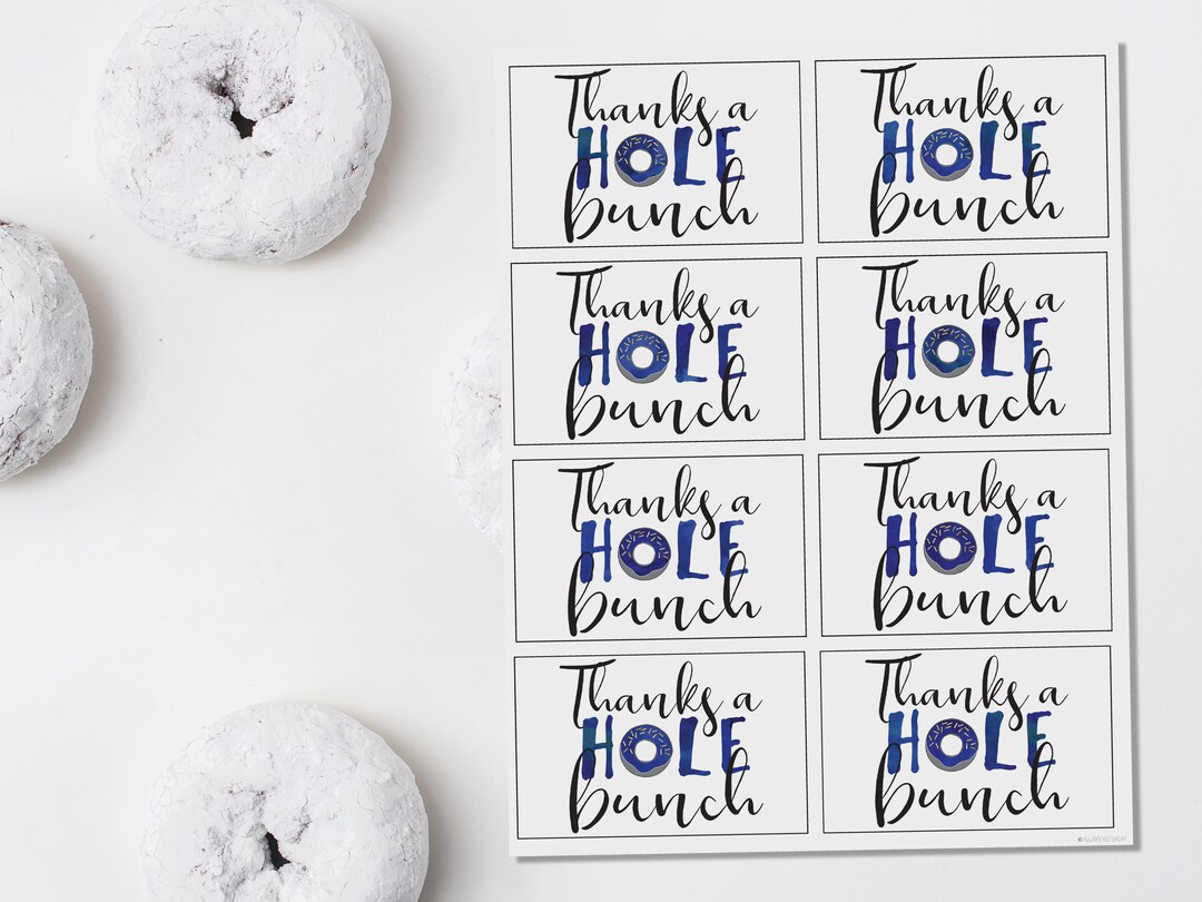 Thanks A Hole Bunch Donut Party Favor Gift Tag Police Officer Goodie ...