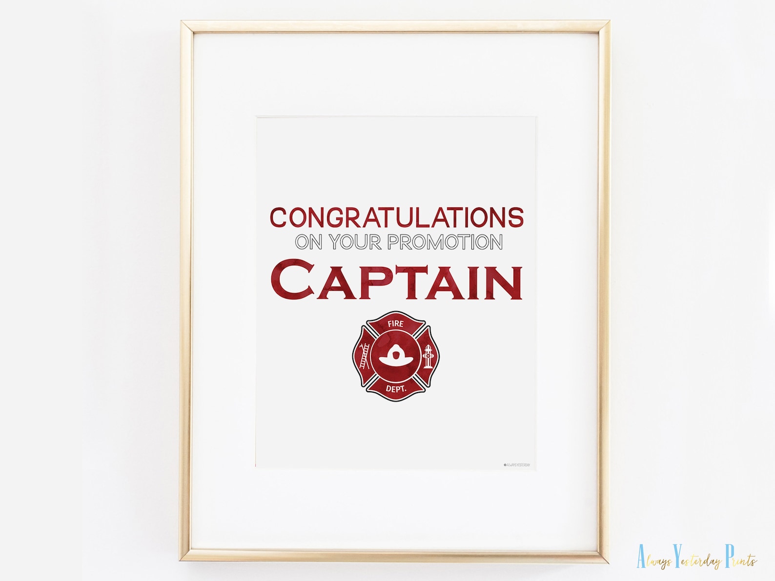 Firefighter Captain Congrats Sign Fire Promotion Party Print | Etsy