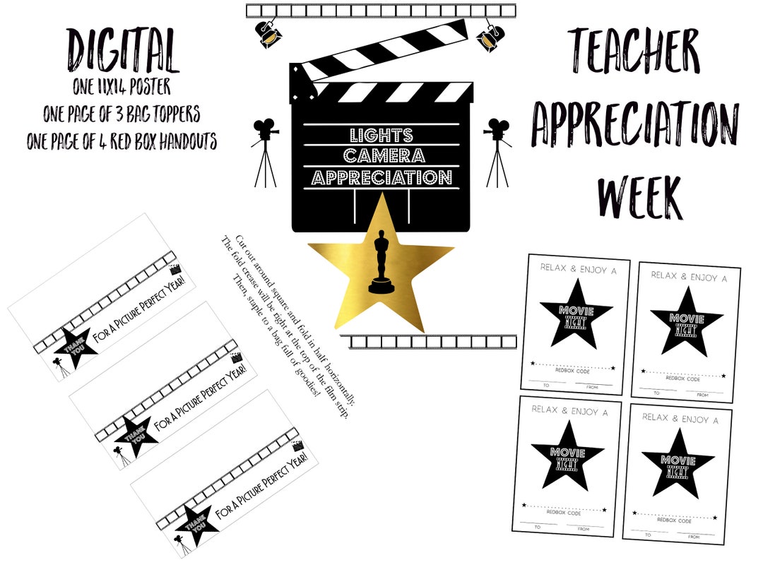 Lights Camera Appreciation Teacher Package | Teacher Appreciation Decor ...