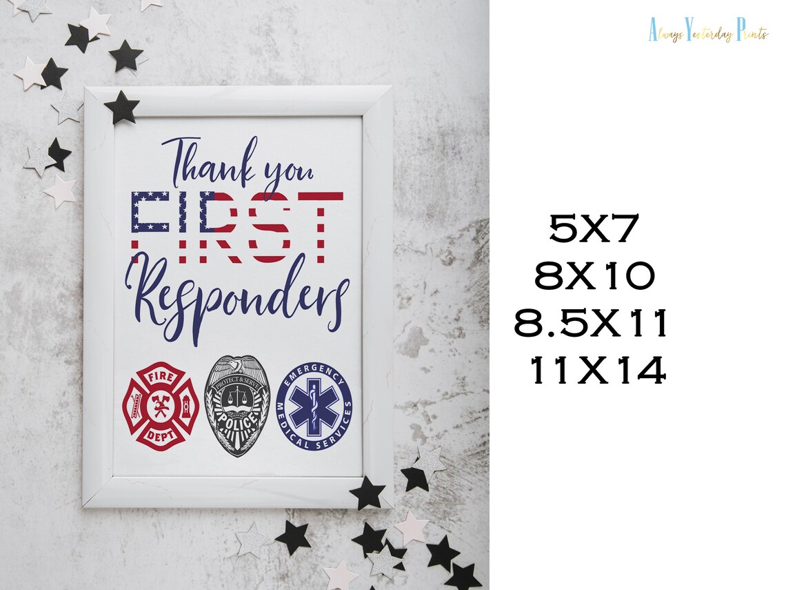 Thank You First Responders Printable Police Officer Print - Etsy