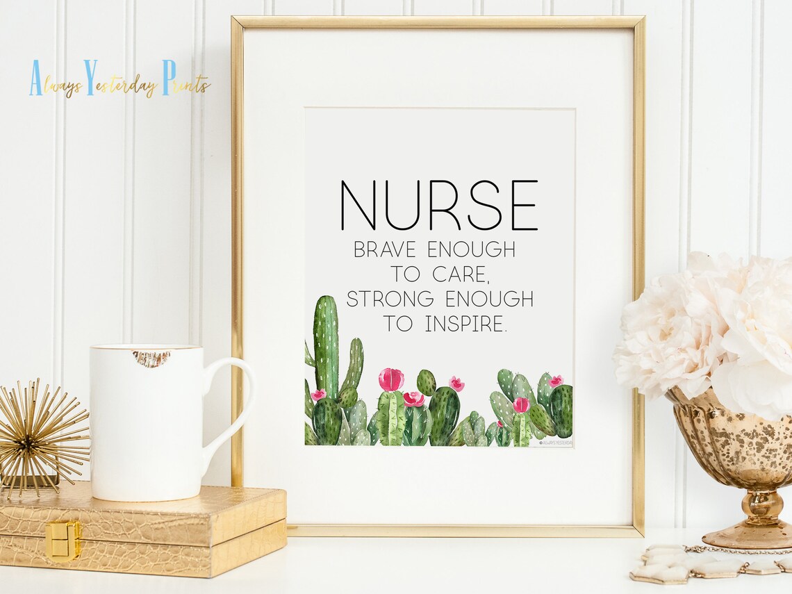 Cactus Nurse Quote Nurse Brave Enough to Care Strong Enough | Etsy
