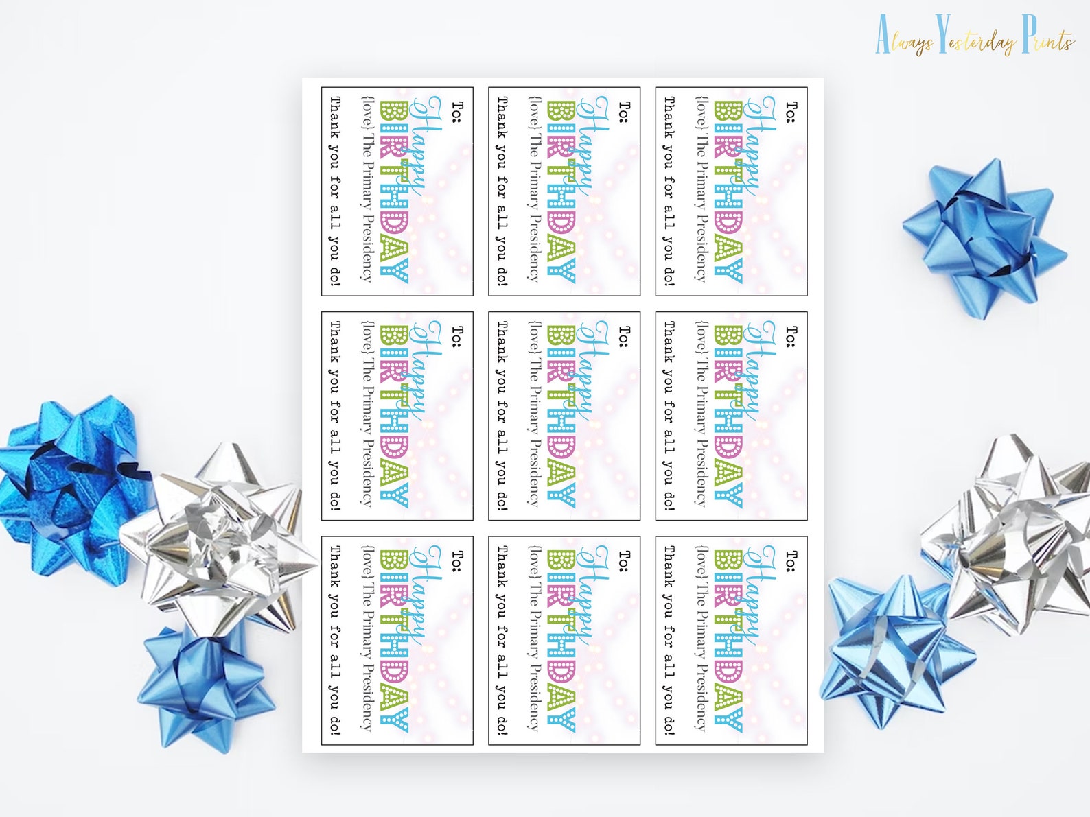 LDS Primary Happy Birthday Printable Gift Tag From the - Etsy