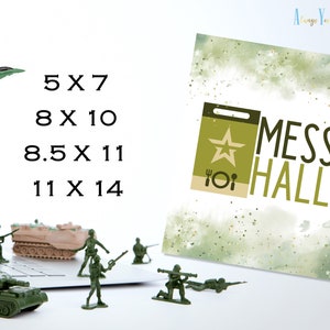 Mess Hall Printable | Army Theme Food Table | Military Party Decor ...