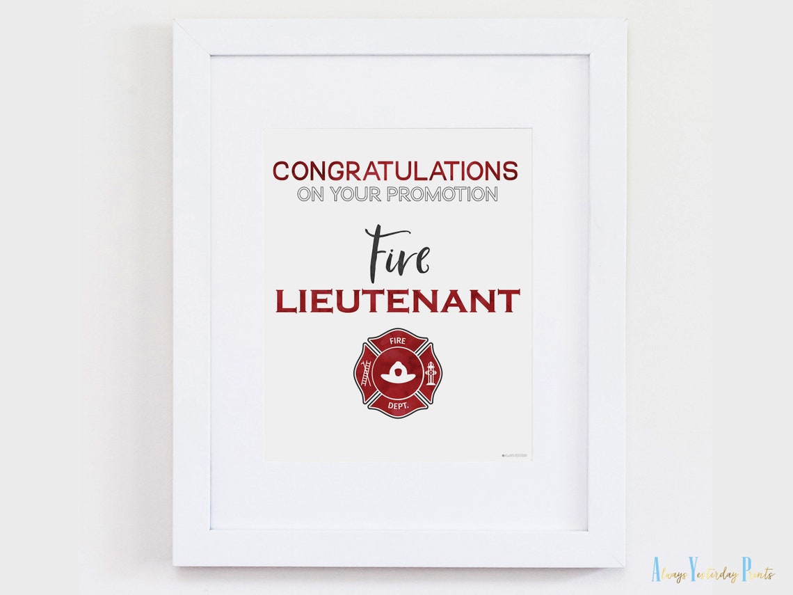 Firefighter Lieutenant Party Sign Fire Promotion Party Print | Etsy