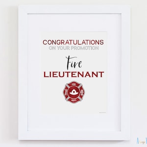 Firefighter Lieutenant Promotion Party Sign: Congrats Gift (digital ...