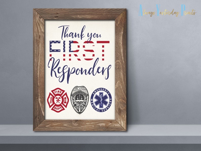 Thank You First Responders Printable Police Officer Print - Etsy