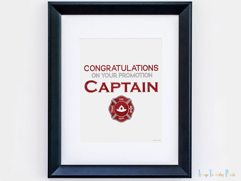Firefighter Captain Congrats Sign Fire Promotion Party Print - Etsy