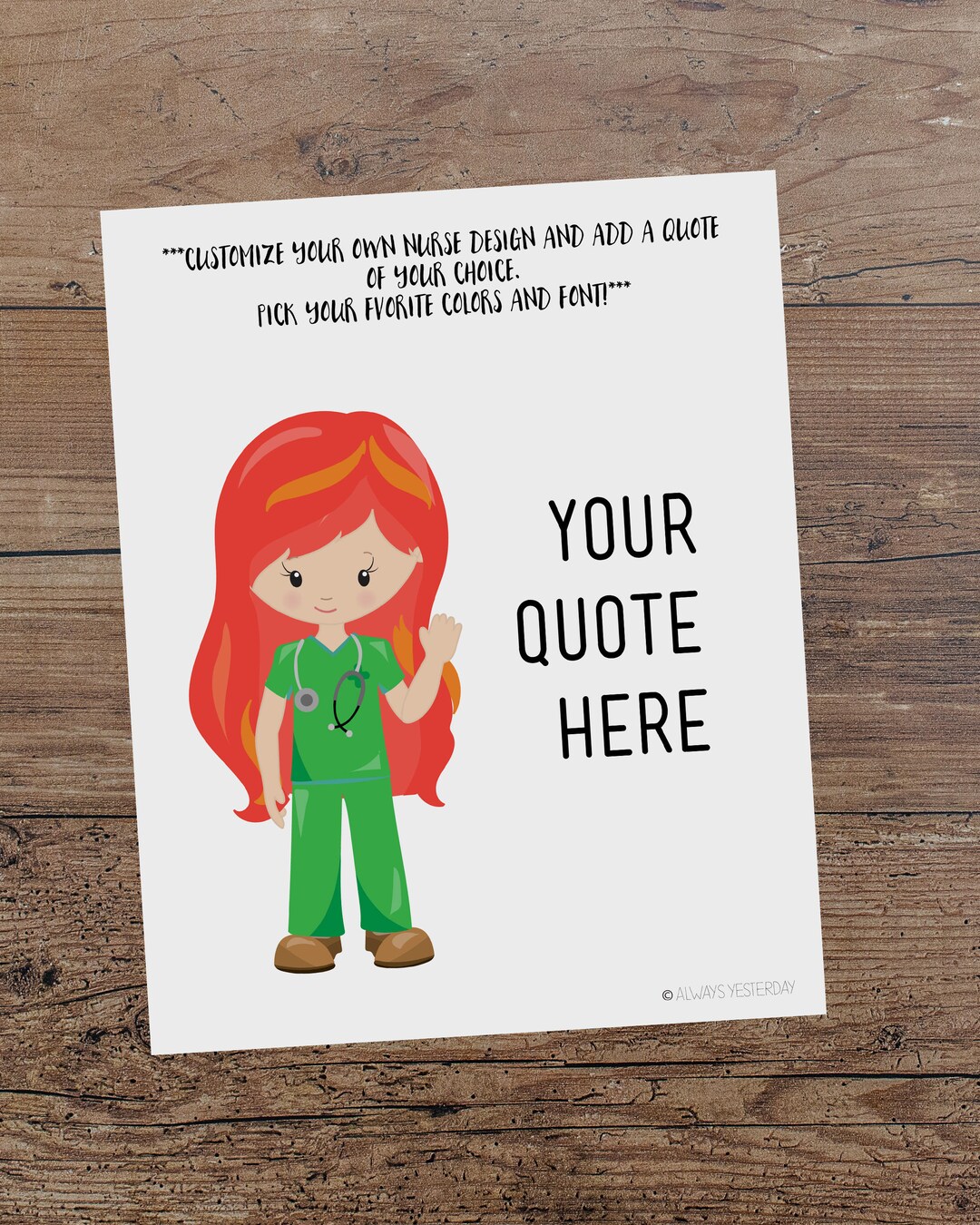 Customized Nurse Quote Printable | Nursing Student Sign | Cartoon Nurse ...