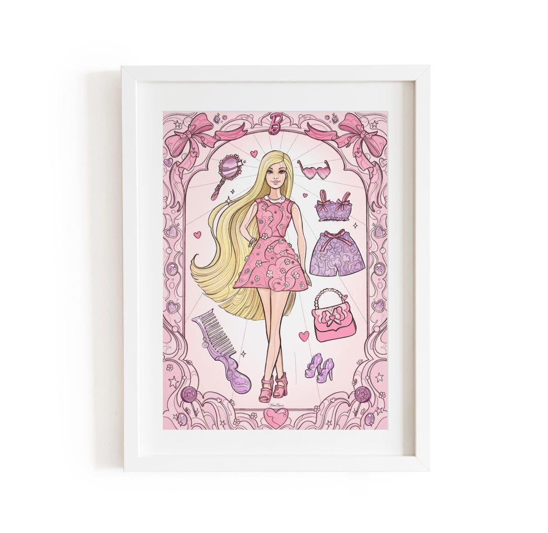 Decorative Print Barbie, Barbie Decoration, Pink Decoration, Dolls Art ...