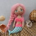 Textile Little Mermaid rag doll miniature hand painted mermaid | Etsy