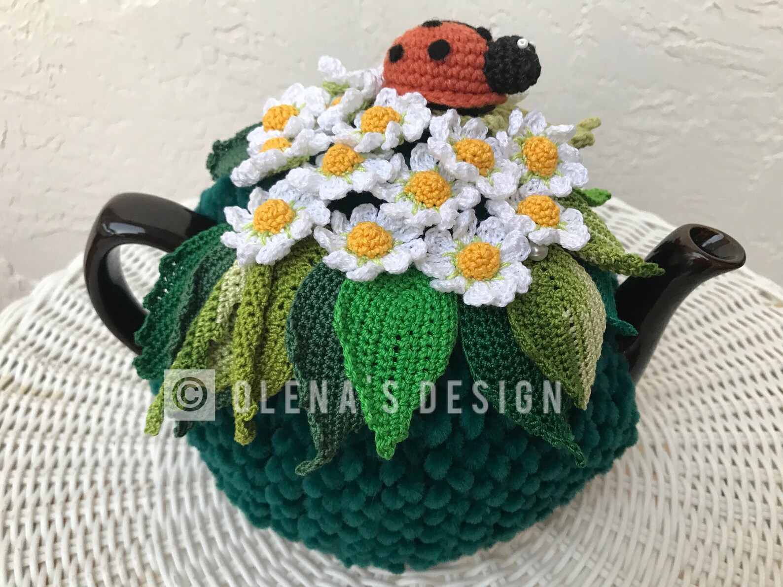 Crochet Tea Cozy Green Tea Cover Daisy Tea Cosy Tea Warmer White Daisy ...