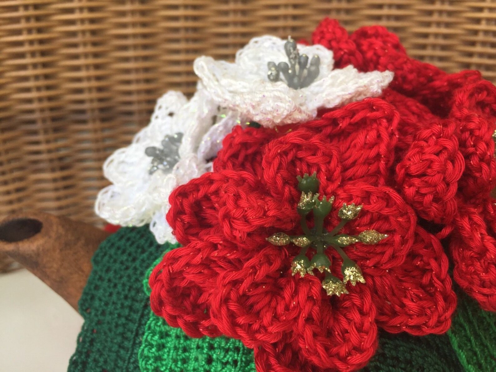 Crochet Tea Cozy Red Tea Cover Mixed Poinsettia Tea Cosy Tea - Etsy ...