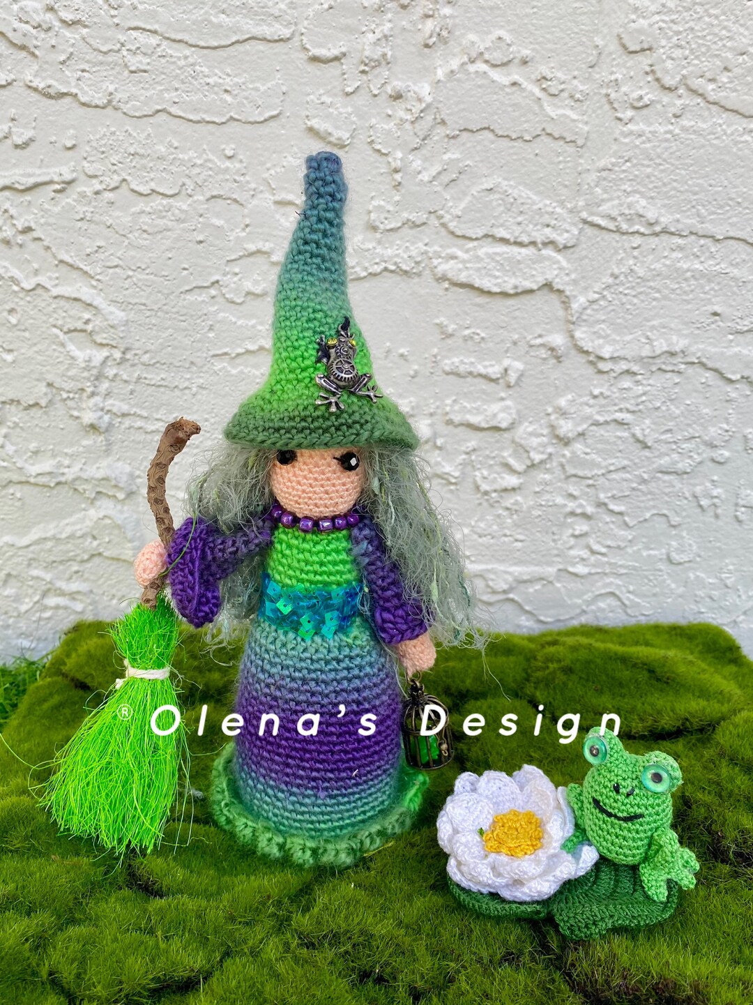 Set of Halloween Crochet Witch Doll Frog Tilda Decor Amigurumi Doll ...