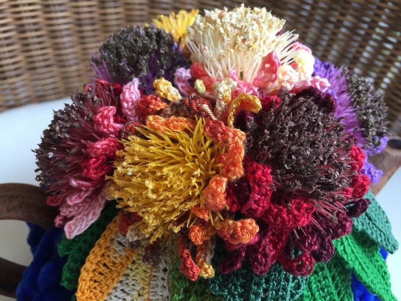 Crochet Tea Cozy Blue Tea Cover Trolles Flower Tea Cosy Tea | Etsy