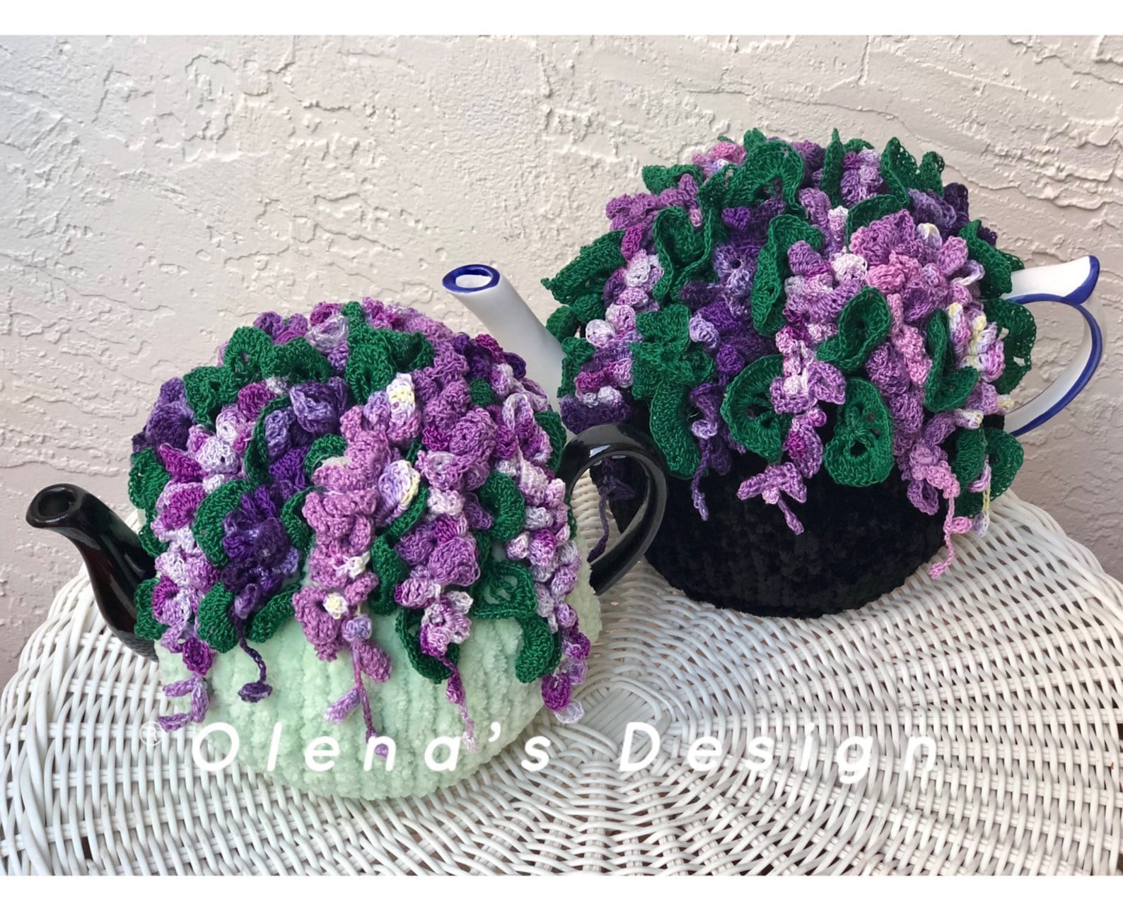 Crochet Tea Cozy Mint Green Tea Cover Wisteria Flower Tea Cosy - Etsy