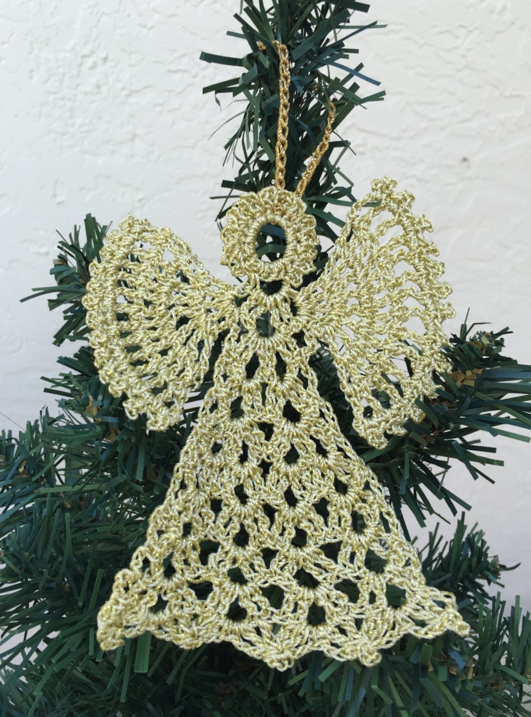 Crochet Angel Gold Ornament Crochet Miniature Angel Christmas Angel ...