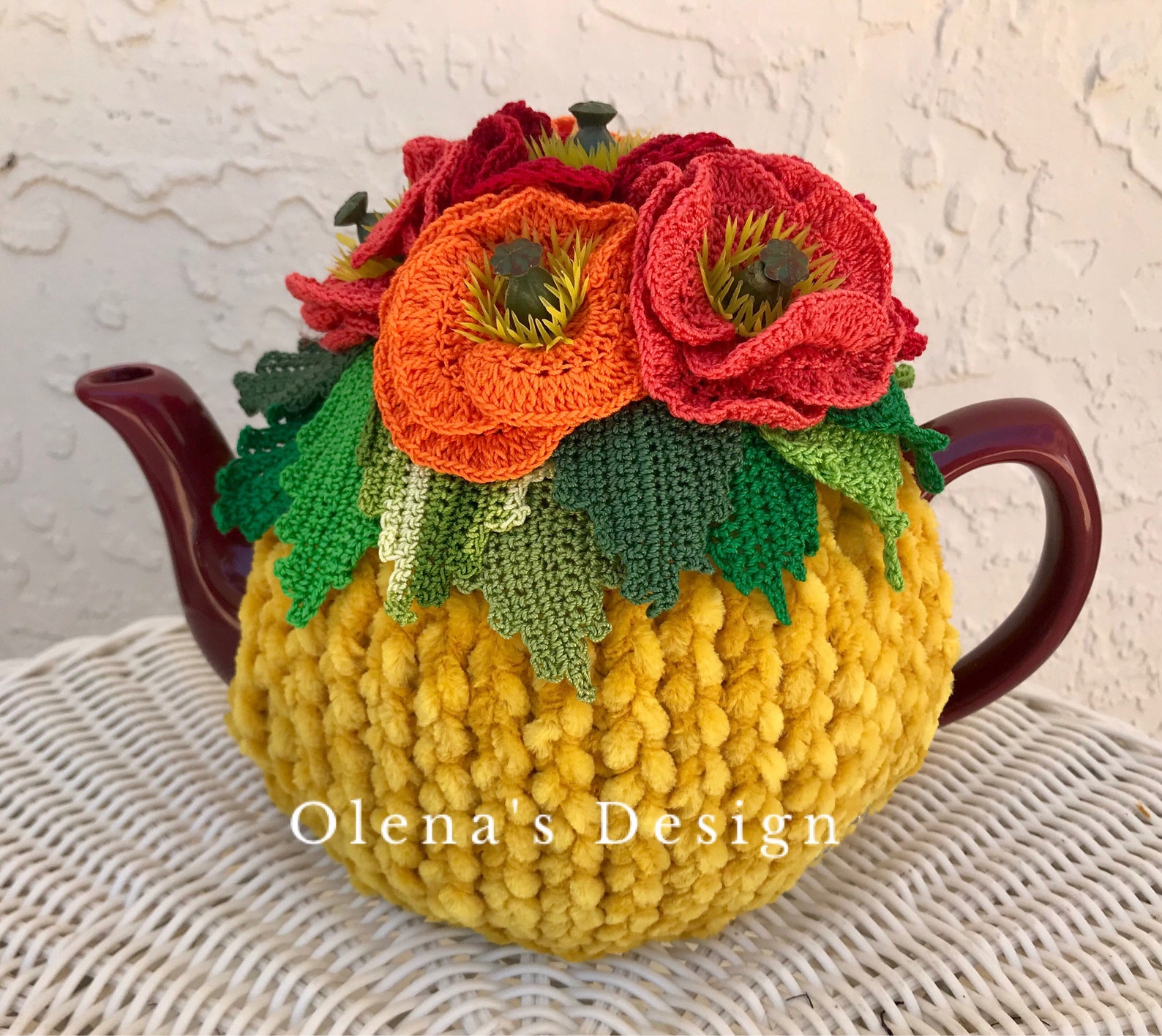 Crochet Tea Cozy Yellow Tea Cover Poppy Tea Cosy Tea Warmer | Etsy