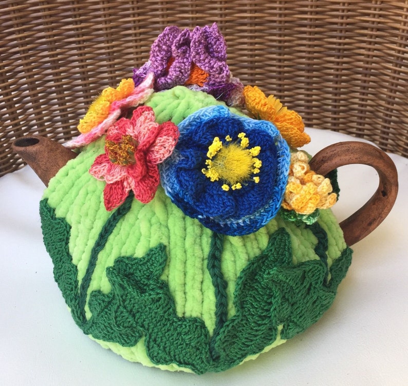 Crochet tea cozy bright green tea cover tea cosy tea warmer | Etsy