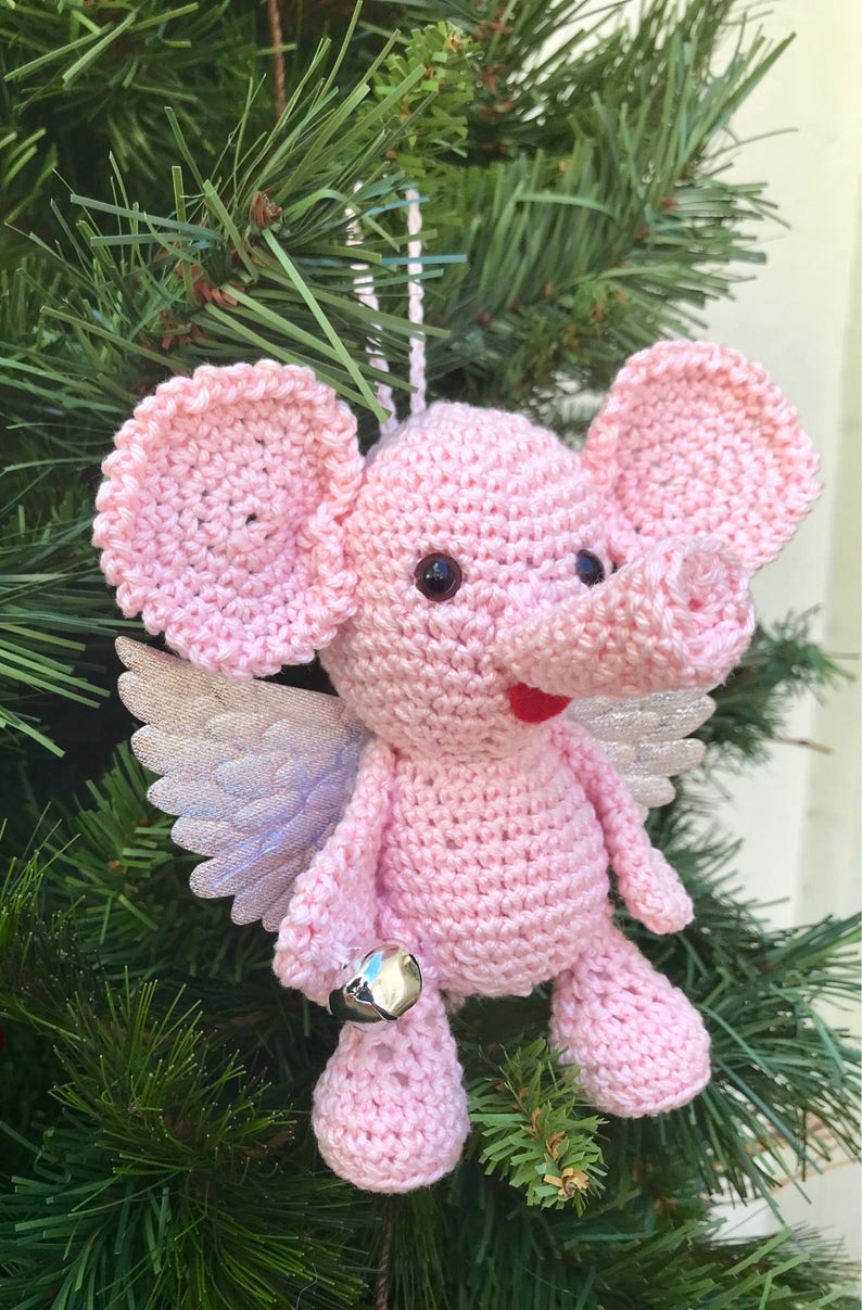 Crochet Amigurumi Pink Elephant Angel Miniature Elephant Angel - Etsy