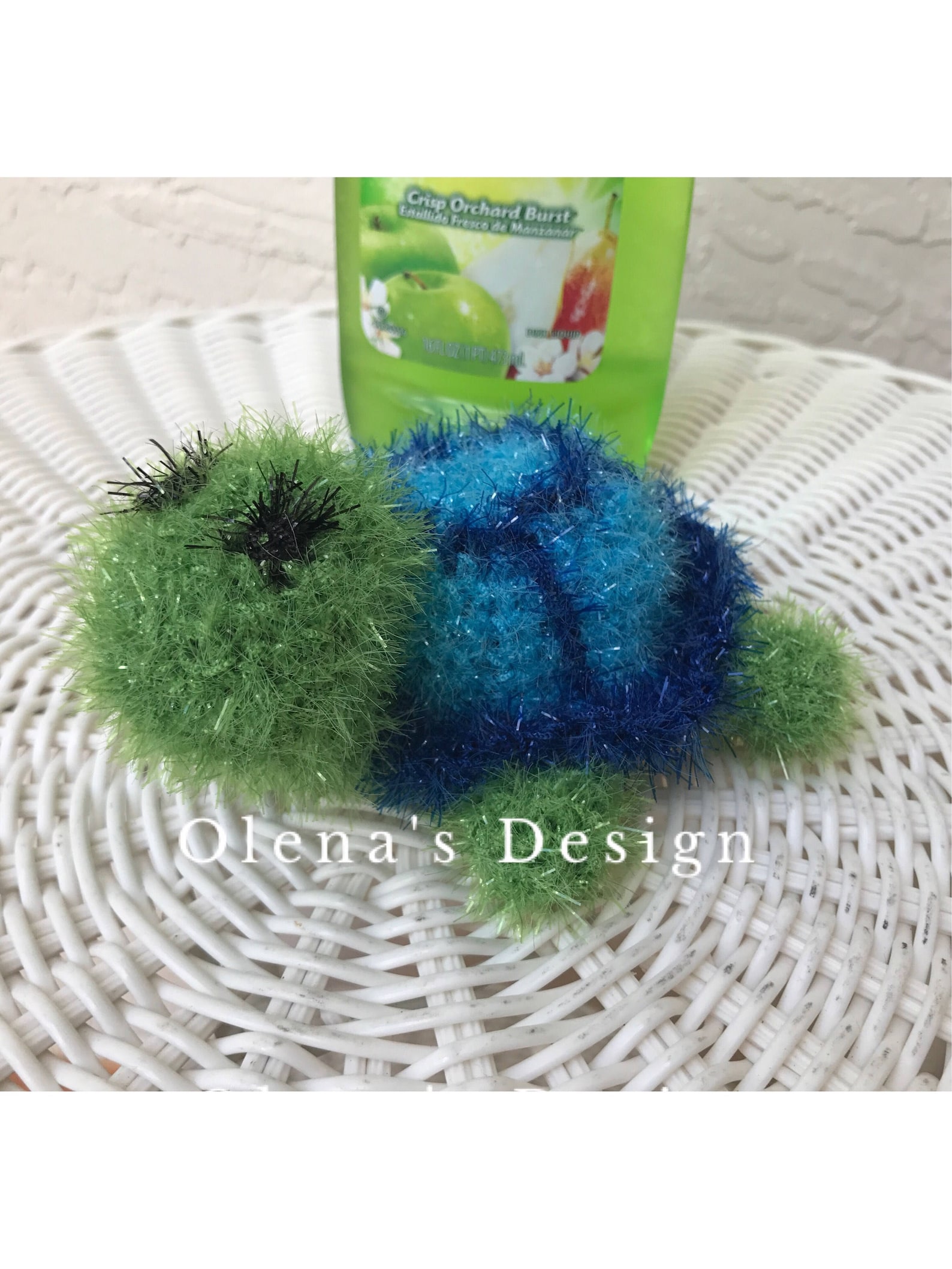 Scrubby Sparkle Blue Green Turtle Dishcloth Sponge Crochet | Etsy