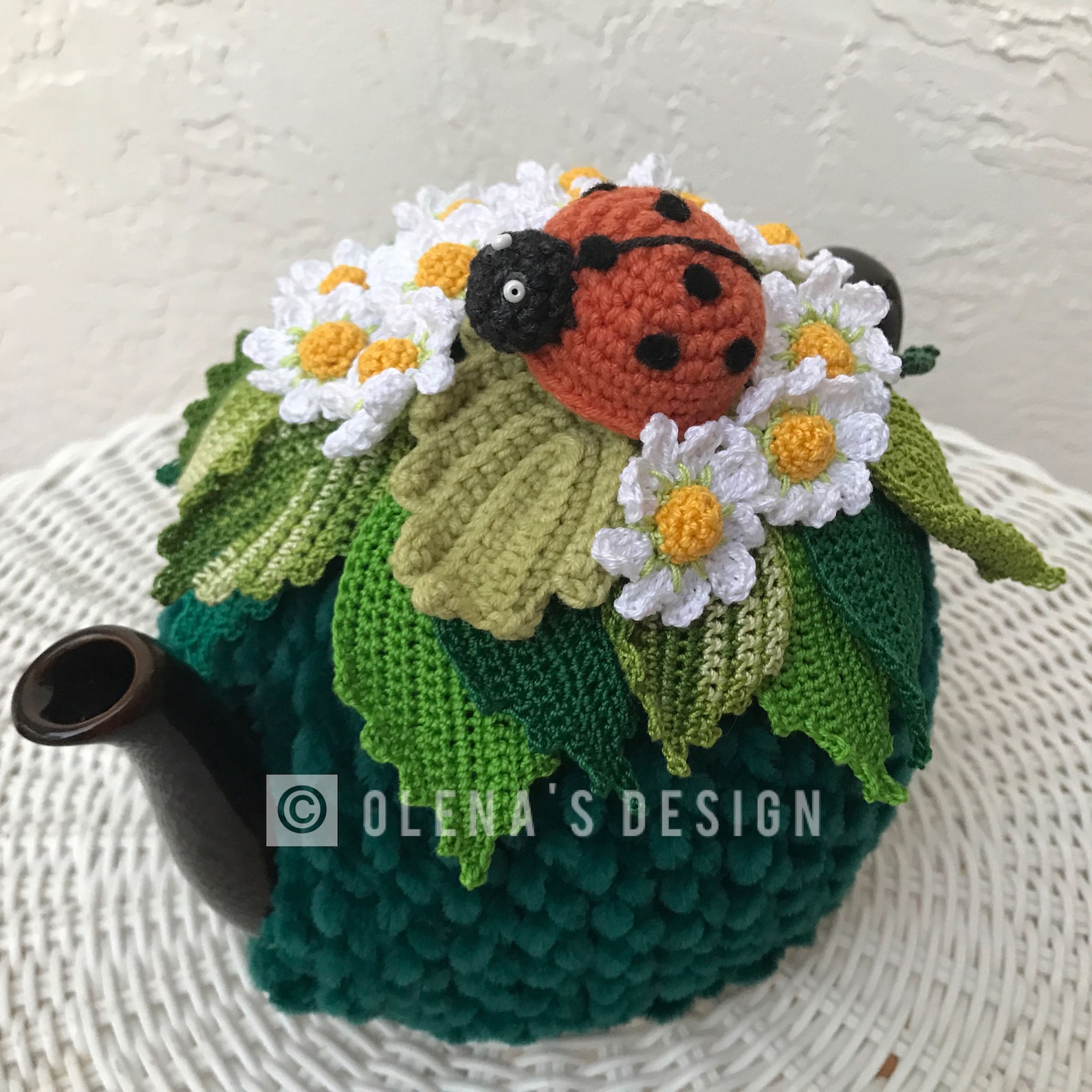 Crochet Tea Cozy Green Tea Cover Daisy Tea Cosy Tea Warmer White Daisy ...