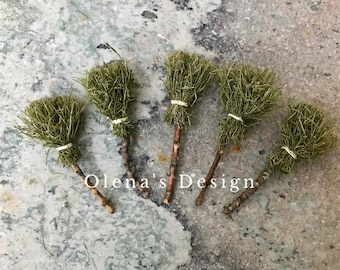 Set of 5 Miniature Handmade Round Excelsior Brooms Purple | Etsy