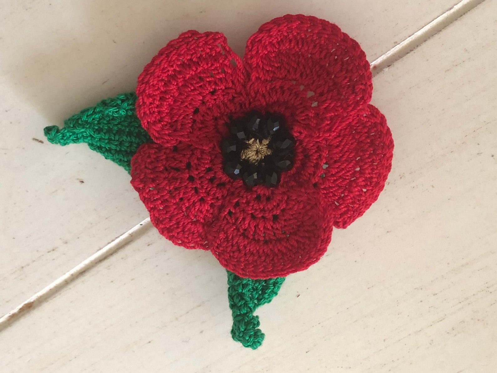 Crochet Red Poppy Flower Brooch Red Poppy Pin Veterans Day | Etsy