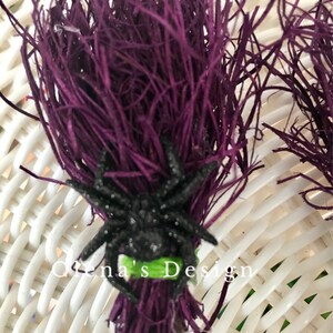 Set of 5 Miniature Handmade Round Excelsior Deep Violet Brooms 6” Witch ...
