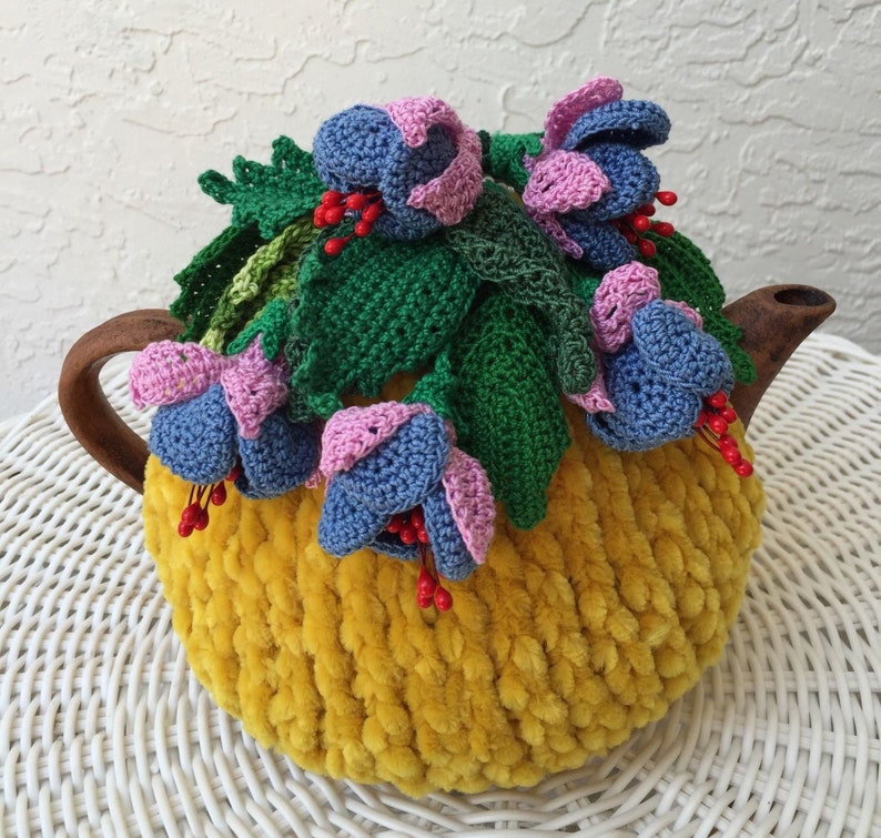Crochet Tea Cozy Yellow Tea Cover Fuchsia Tea Cosy Tea Warmer - Etsy