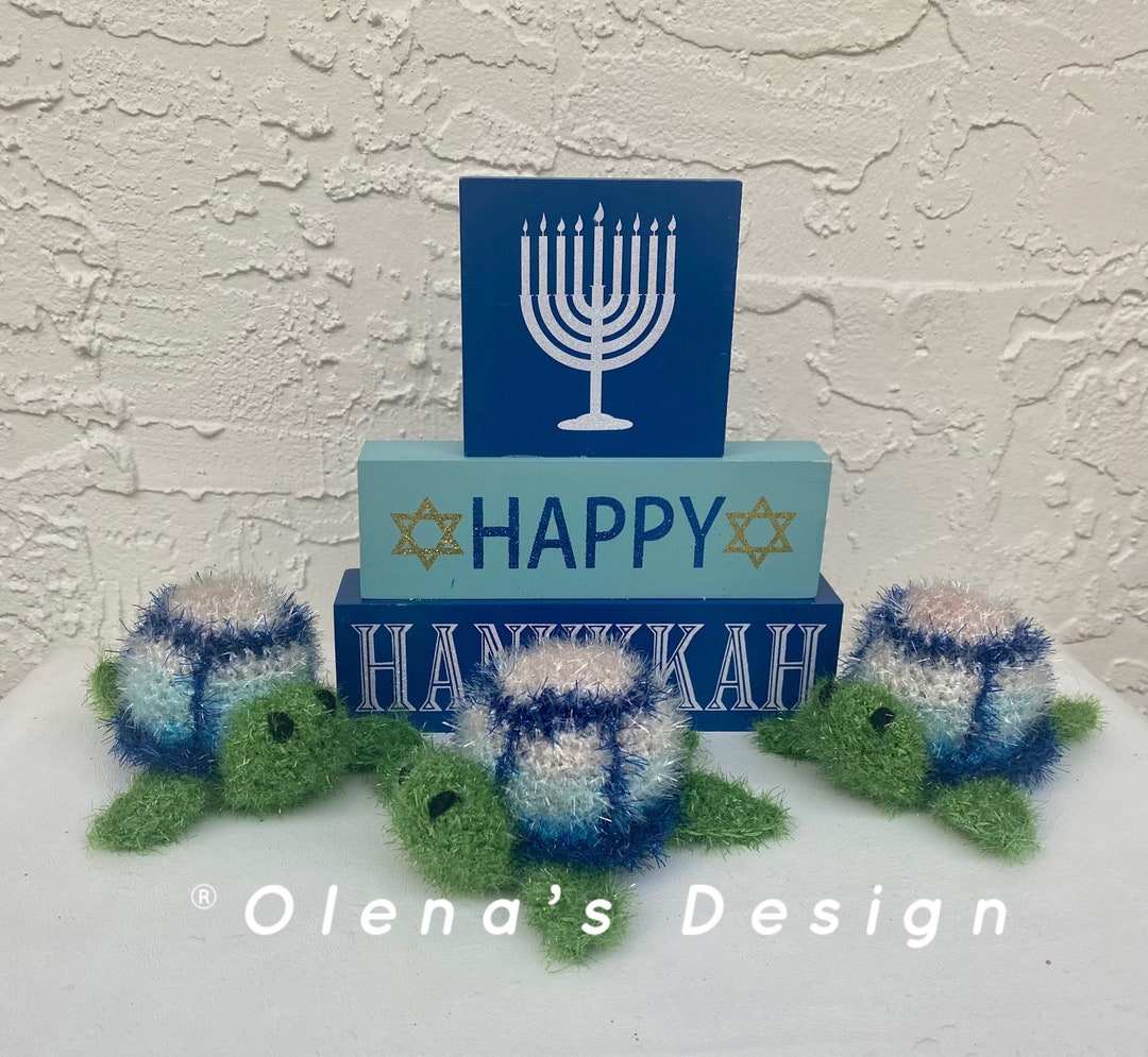 Scrubby Sparkle Sea Blue White Turtle Dishcloth Sponge Crochet Hanukkah ...