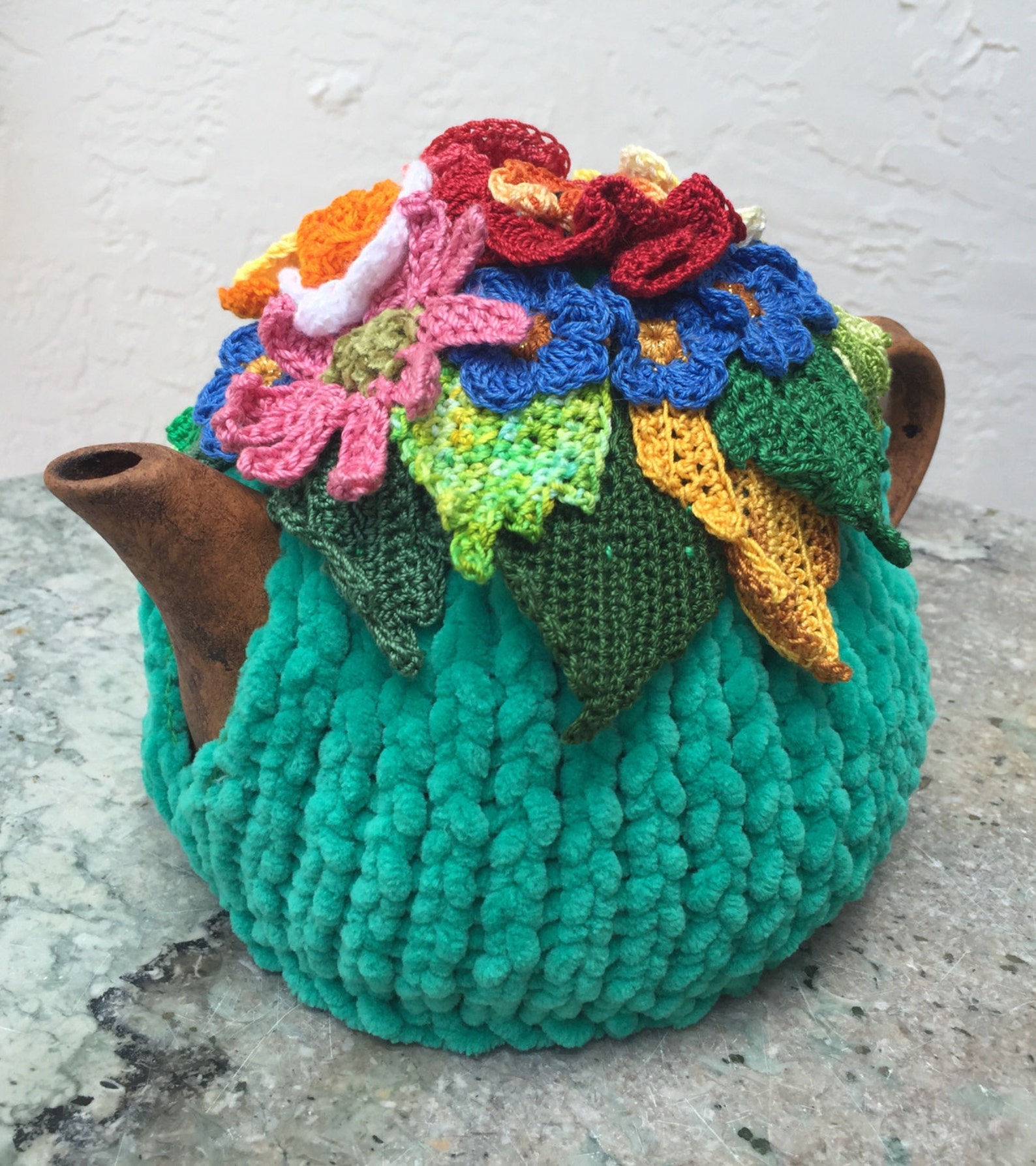Crochet Tea Cozy Green Tea Cover Daffodil Poppy Tea Cosy Tea - Etsy