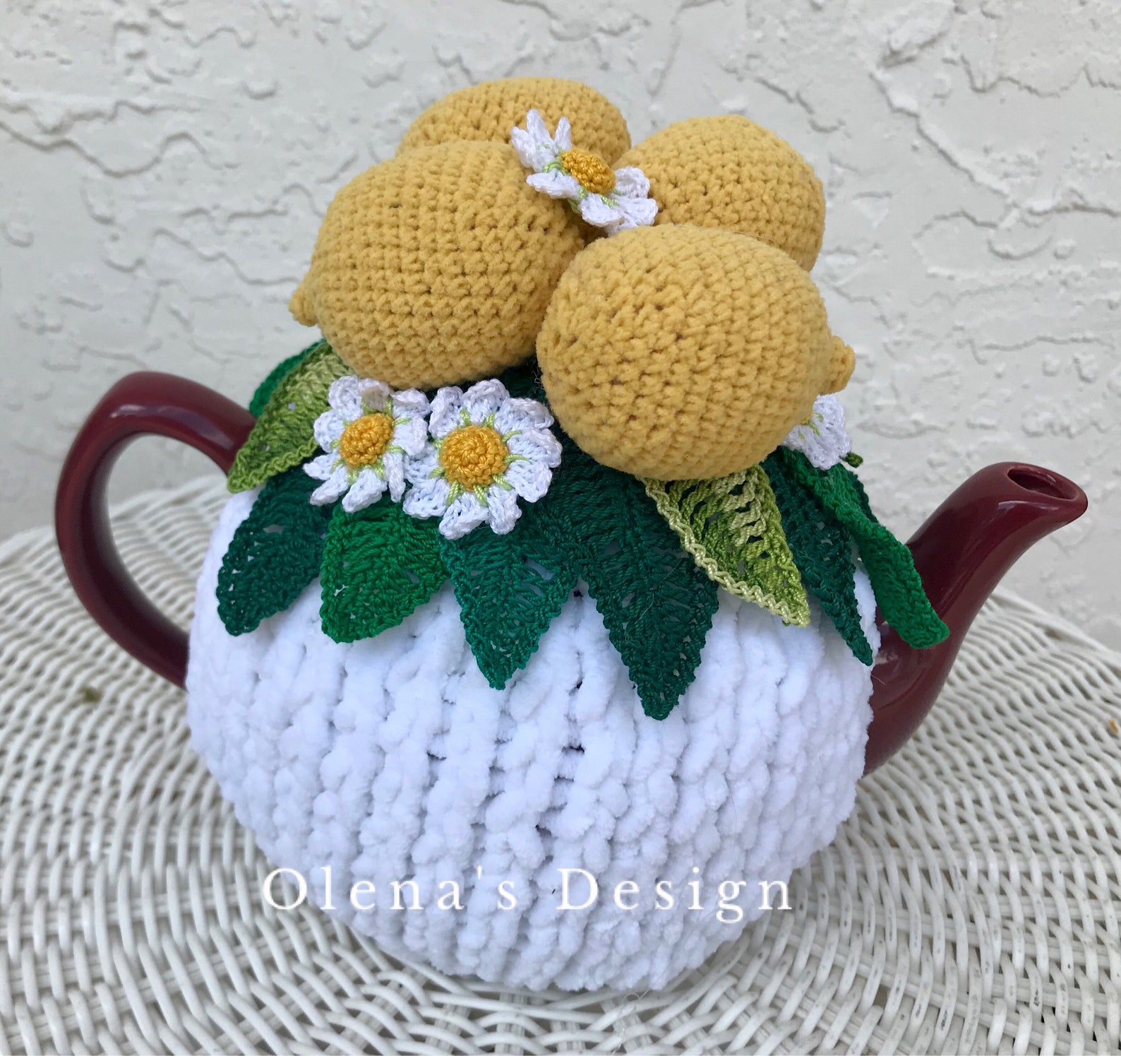 Crochet Tea Cozy White Tea Cover Lemon Tea Cosy Tea Warmer - Etsy