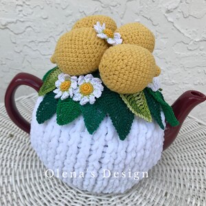 Crochet Tea Cozy White Tea Cover Lemon Tea Cosy Tea Warmer Crochet ...