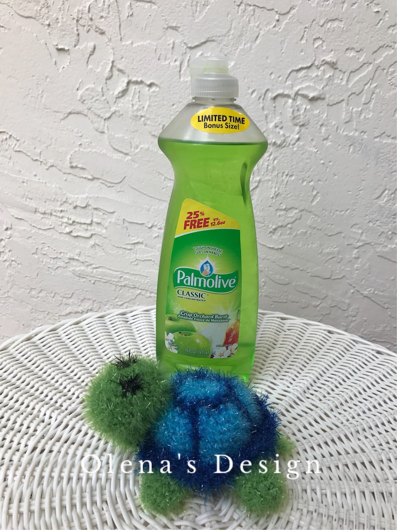 Scrubby Sparkle Blue Green Turtle Dishcloth Sponge Crochet - Etsy