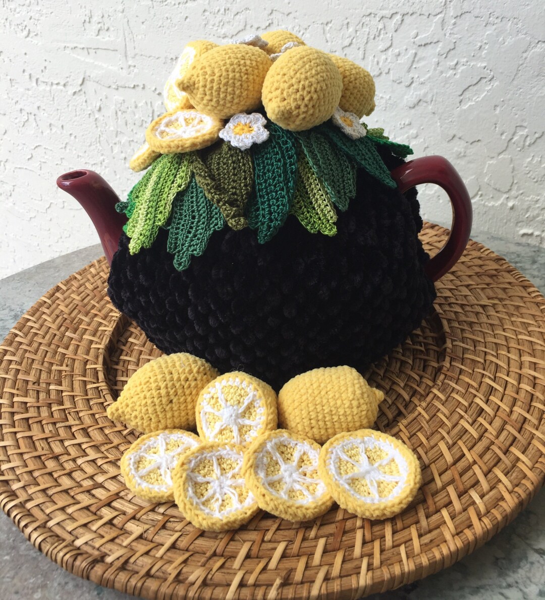 Crochet Tea Cozy Black Tea Cover Lemon Tea Cosy Tea Warmer Crochet ...