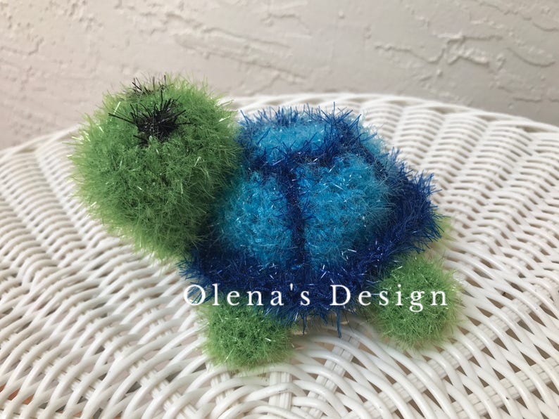 Scrubby Sparkle Blue Green Turtle Dishcloth Sponge Crochet - Etsy
