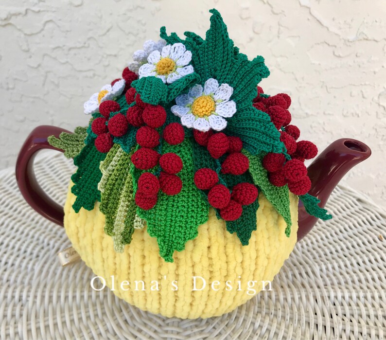 Crochet Tea Cozy Yellow Tea Cover Red Currant Cosy Warmer - Etsy