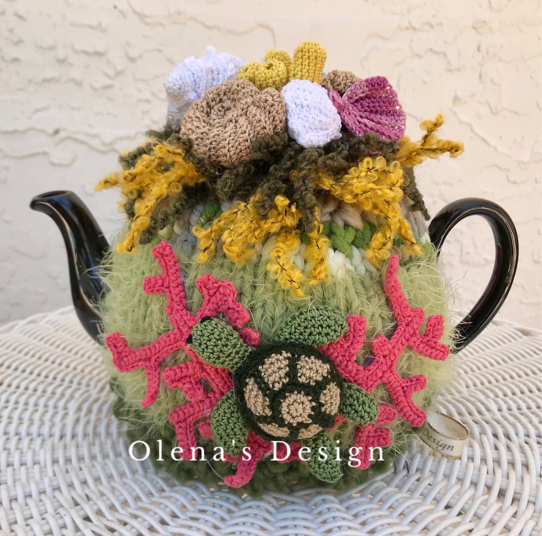 Crochet Tea Cozy Nautical Tea Cover Tea Cosy Seaside Tea Warmer Crochet ...