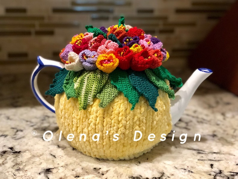 Crochet Tea Cozy Yellow Tea Cover Tulips Field Tea Cosy Tea | Etsy