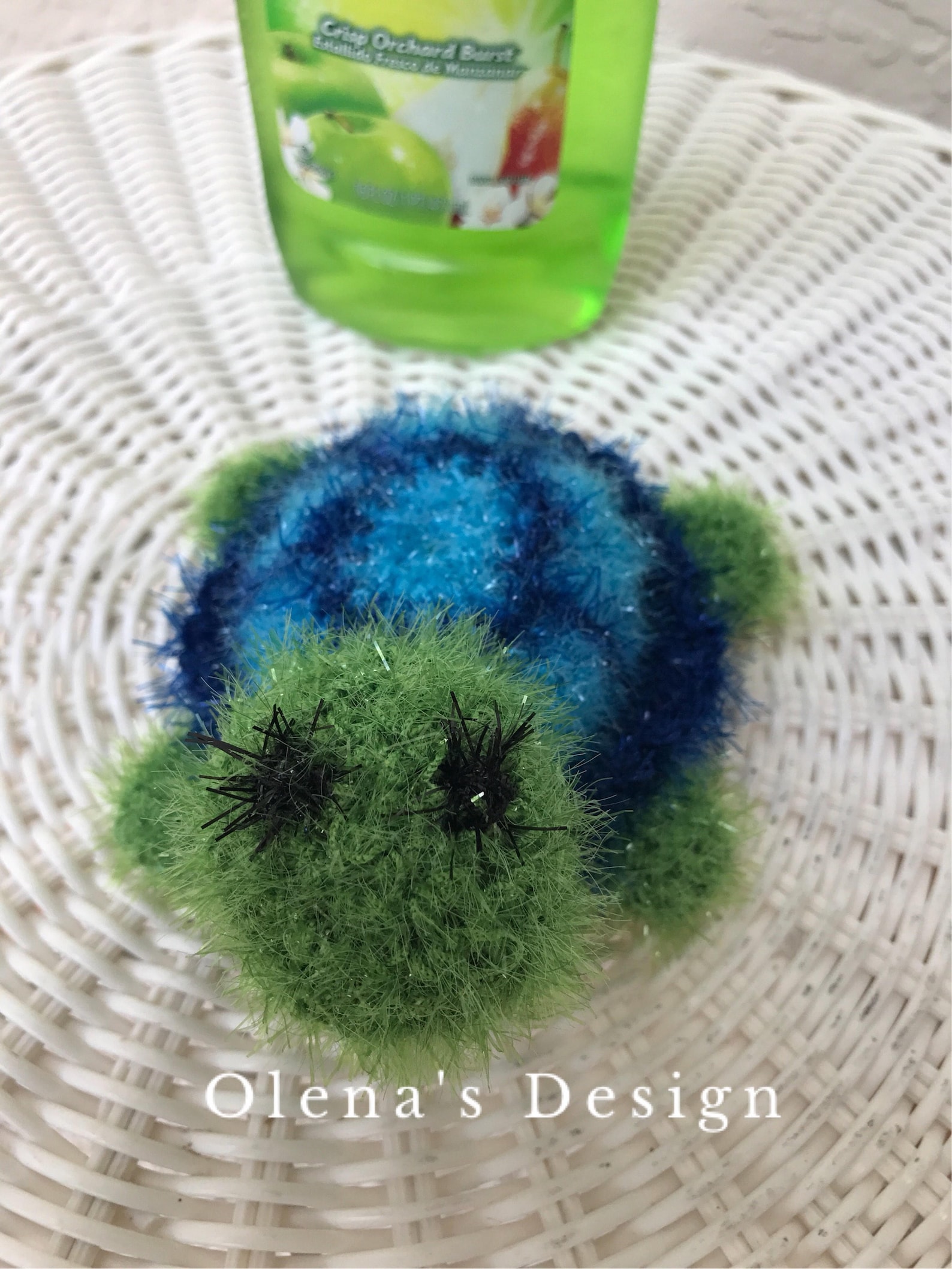 Scrubby Sparkle Blue Green Turtle Dishcloth Sponge Crochet | Etsy