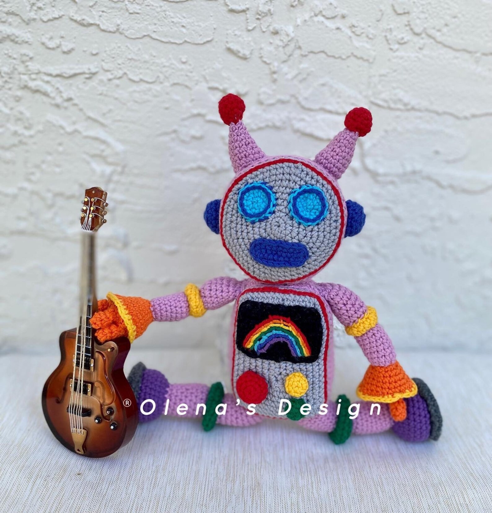 Crochet Amigurumi Cotton Miniature Plushes Android Galaxy Robot Pink ...