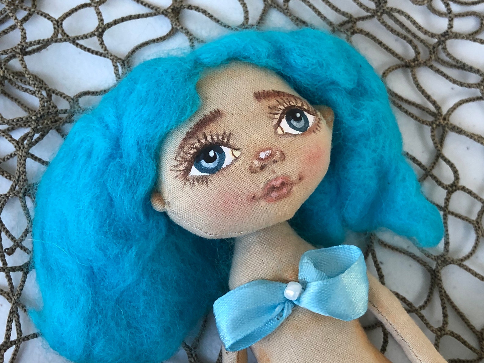 Textile Little Mermaid Rag Doll Miniature Hand Painted Mermaid - Etsy