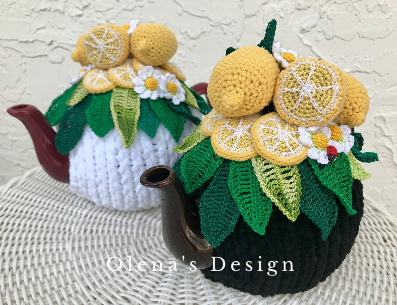 Crochet Tea Cozy White Tea Cover Lemon Tea Cosy Tea Warmer Crochet ...