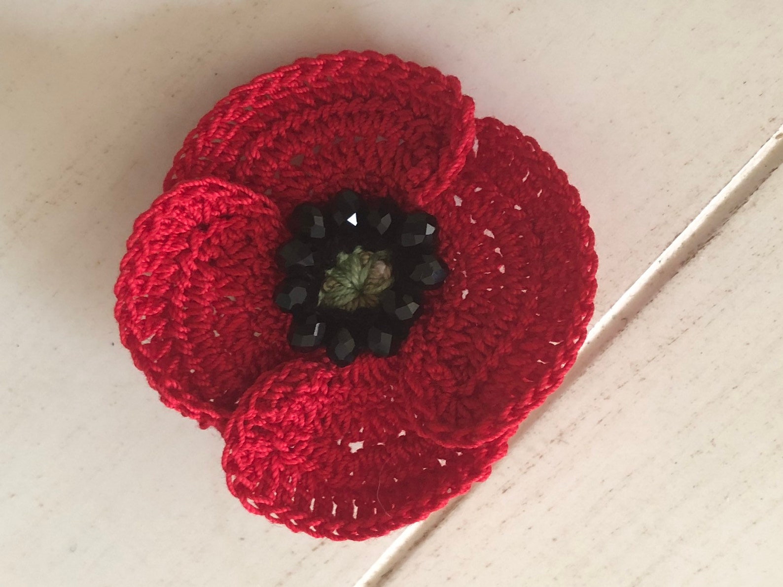 Crochet Red Poppy Flower Brooch Red Poppy Pin Veterans Day | Etsy