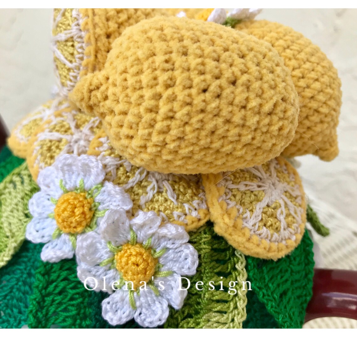 Crochet Tea Cozy Blue Tea Cover Lemon Tea Cosy Tea Warmer | Etsy